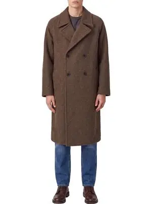 LEMAIRE Long Wool And Alpaca Double-breasted Coat - Brown