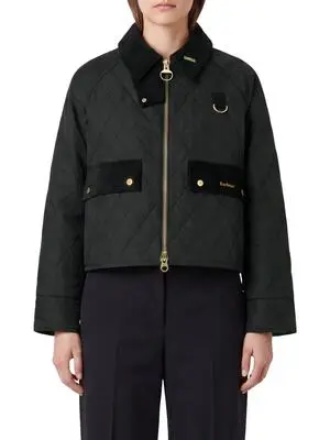 BARBOUR Barbour Quilted Waxed Cotton Spey Jacket With Velvet Collar