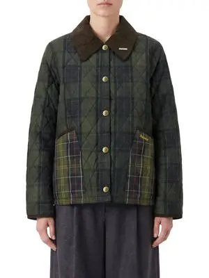 Barbour Tartan Quilted Heritage Liddesdale Jacket With Velvet Collar - Green