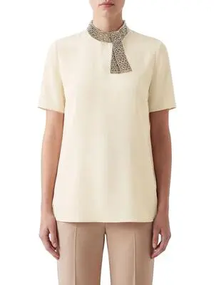Valentino Garavani Valentino Garavani Embellished Collar Top White