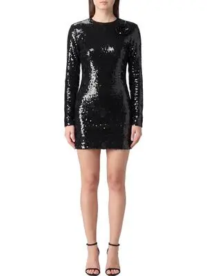 ROTATE BY BIRGER CHRISTENSEN Long-sleeved Sheath Mini Dress With Floral Appliqu - Brown