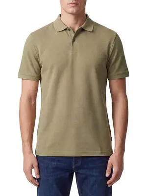 BOSS Slim Fit Cotton Blend Polo Shirt With Ribbed Collar And Two-button Placket - Beige