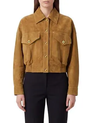 VERSACE Versace Suede Leather Shirt-Style Bomber Jacket