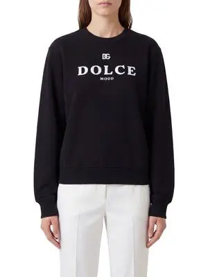 Dolce & Gabbana Cotton Crewneck Sweatshirt With Contrast Logo - Black