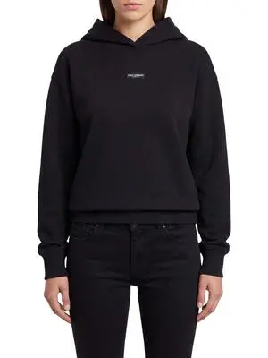 Dolce & Gabbana Cotton Hoodie With Contrast Logo - Black
