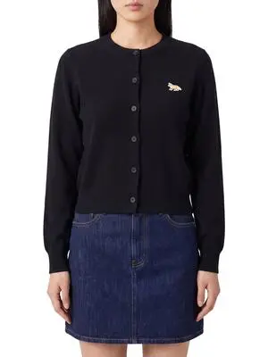 Maison Kitsuné Embroidered Cardigan - Black