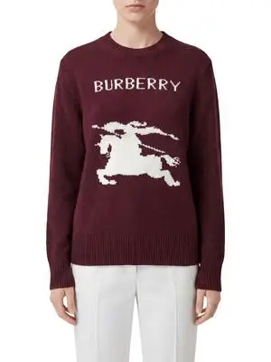 Burberry Jacquard Cashmere Blend Crewneck Jumper - Plum