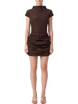 Magda Butrym Draped Funnel-neck Sheath Mini Dress - Brown