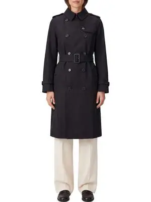 Burberry Long Cotton Gabardine Trench Coat - Black