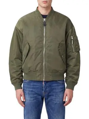 Dsquared2 Dsquared2 Two-Tone Nylon Bomber Jacket With Patch Pockets Green