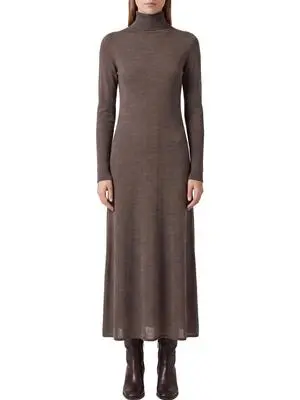 Pinko Turtleneck Wool Knit Midi Dress - Beige