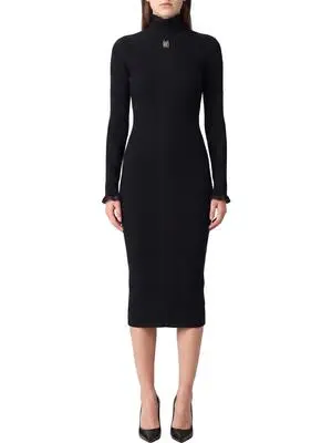 Elisabetta Franchi Elisabetta Franchi Ribbed Knit Turtleneck Midi Dress Black