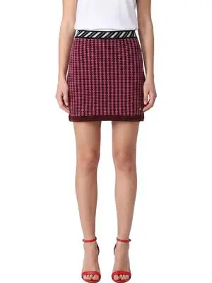 Versace Geometric Pattern Virgin Wool Knit Pencil Miniskirt - Pink