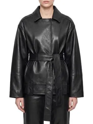 KHAITE Khaite Lambskin Robe-Style Leather Jacket With Belt