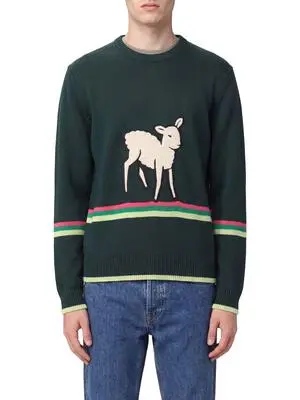 JW Anderson Striped Cotton Crewneck Jumper With Graphic Print - Green