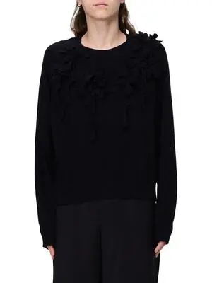 Alberta Ferretti Embroidered Virgin Wool Crewneck Jumper - Black