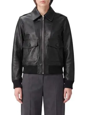 A.p.c. Cowhide Leather Bomber Jacket - Black