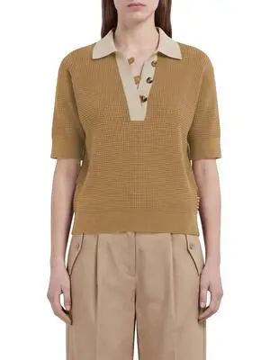 JW Anderson JW ANDERSON Cotton And Cashmere Polo Shirt Beige