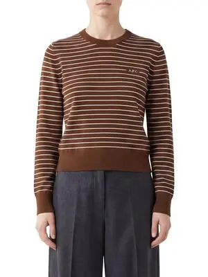A.p.c. A.P.C. Striped Long-Sleeved Cotton Crewneck Jumper Brown