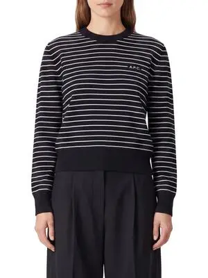 A.p.c. A.P.C. Striped Long-Sleeved Cotton Crewneck Jumper White