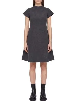 JIL SANDER A-line Mini Dress In Virgin Wool - Grey