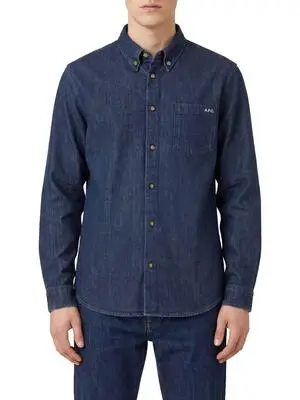 A.P.C. Slim Fit Button-down Collar Cotton Denim Shirt