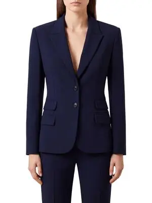 Elisabetta Franchi Slim Fit Peaked Lapel Blazer - Blue