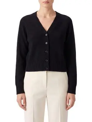 ALLUDE V-neck Button-front Cardigan - Black