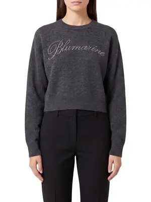 Blumarine Blumarine Embellished Logo Sweater Grey