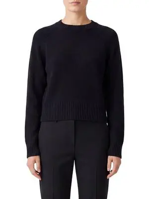 ALLUDE Ribbed Crew Neck Pullover - Brown