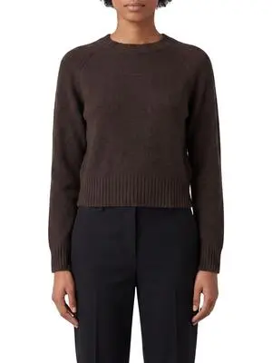 ALLUDE Ribbed Crew Neck Pullover - Burgundy