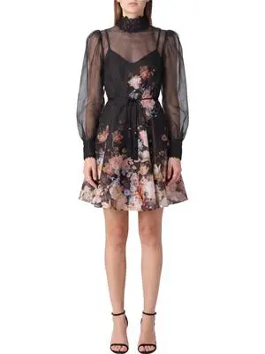 Zimmermann Valiant Floral Print High Neck Midi Dress - Black