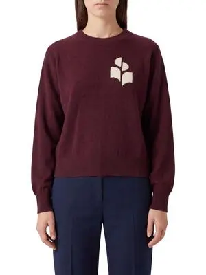 Isabel Marant Étoile Isabel Marant Etoile Jacquard Logo Cotton And Wool Crewneck Jumper Burgundy