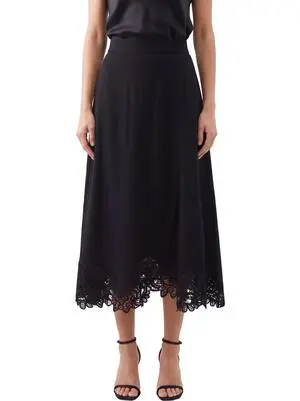 Zimmermann High-waisted Midi Skirt With Lace Inserts - Black