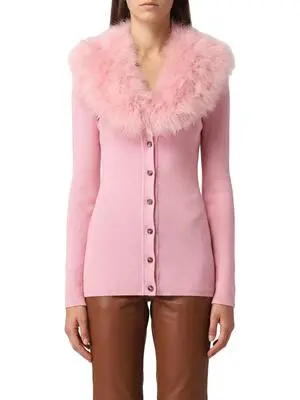 Blumarine Feather Trimmed Cardigan - Pink