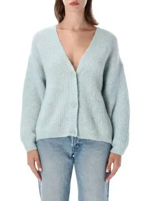 American Vintage American Vintage Alpaca And Wool Blend V-Neck Cardigan Sky