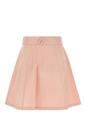 Burberry High-waisted A-line Cotton Mini Skirt With Adjustable Belt - Pink