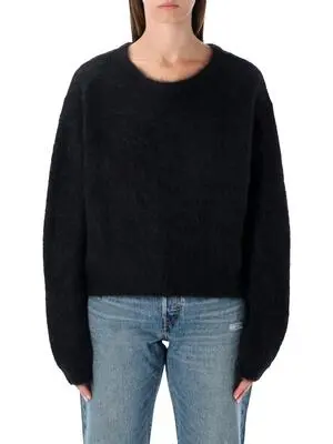 American Vintage Relaxed Fit Alpaca Wool Crewneck Jumper - Black