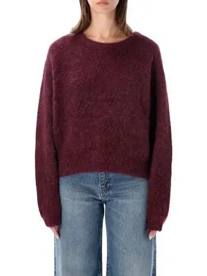 American Vintage AMERICAN VINTAGE Relaxed Fit Alpaca Wool Crewneck Jumper Burgundy