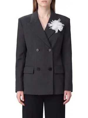 SELF-PORTRAIT Self-Portrait Double-Breasted Cropped Blazer With Flower Embellishment