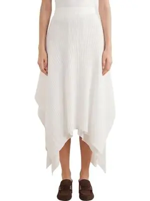 JW Anderson High-waisted Asymmetrical Knit Midi Skirt - White