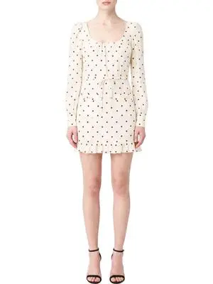 Alessandra Rich Polka Dot Silk Mini Dress - Cream