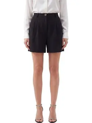 ALESSANDRA RICH Alessandra Rich Mid-Rise Pleated Wool-Blend Shorts