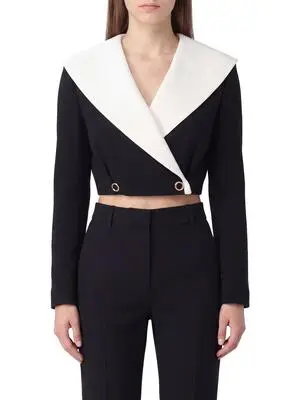 ALESSANDRA RICH Alessandra Rich Bi-Color Cropped Virgin Wool Blazer