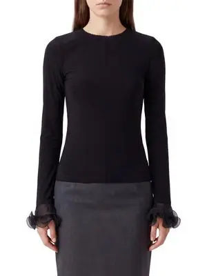 Moschino Slim Fit Ruffle Jumper - Black