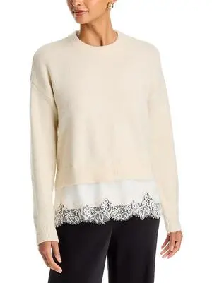 Aqua Layered Look Crewneck Sweater - Cream