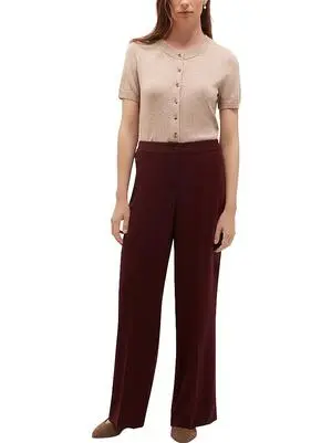 HOBBS LONDON Hadley Mid Rise Wide Leg Trousers - Fig Purple