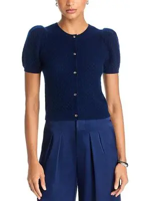 Alice + Olivia Sabine Puff Sleeve Cardigan - Midnight Blue