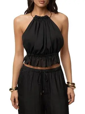JLUXLABEL Moonlit Coast Halter Top - Black
