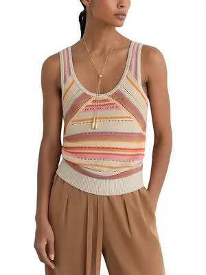 REISS Miriam Knitted Openwork Vest - Neutral/co